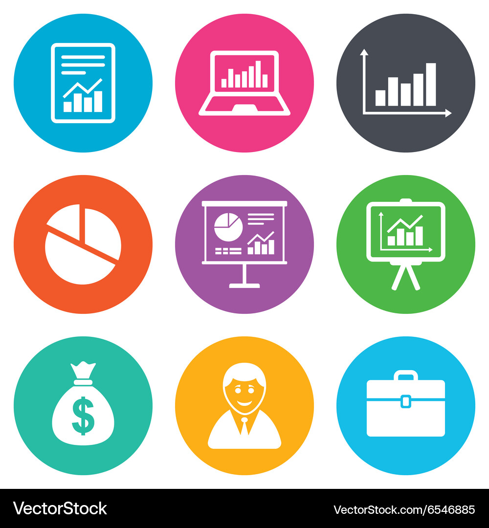 Statistics accounting icons charts signs Vector Image