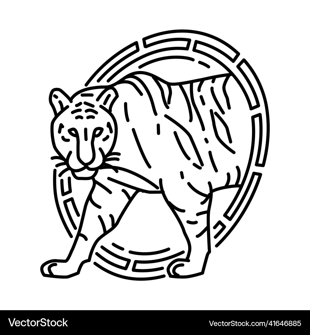 Tiger symbol icon doodle hand drawn or outline Vector Image
