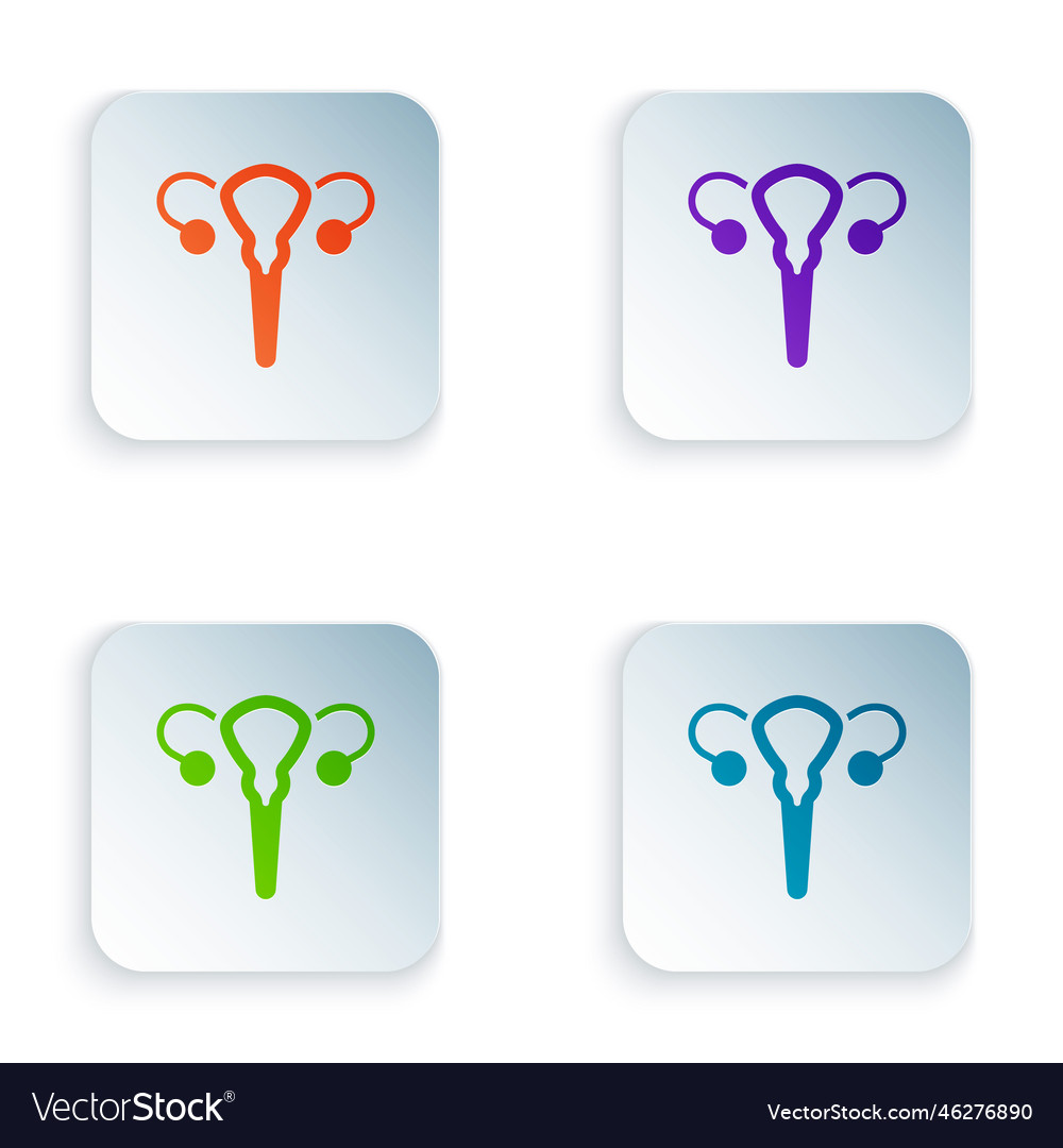Color Female Reproductive System Icon Isolated Vector Image