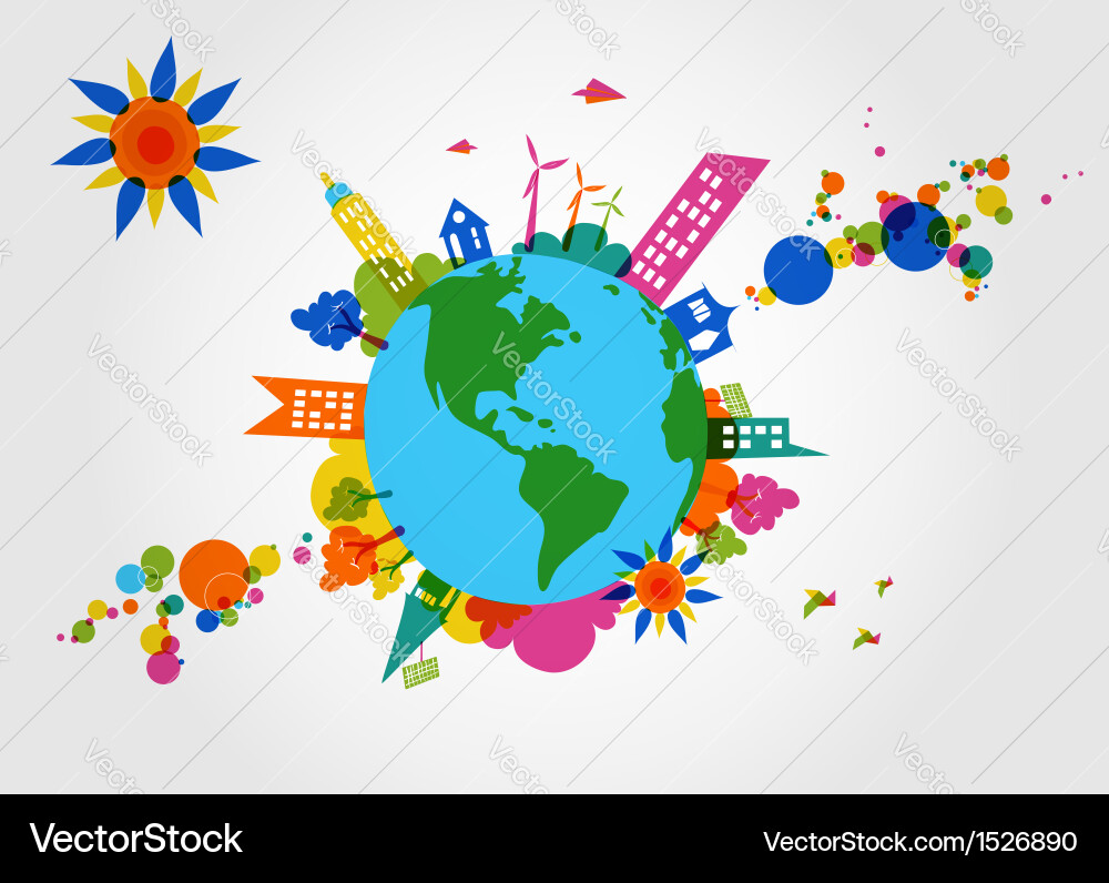 Colorful global transparent shapes and bubbles Vector Image