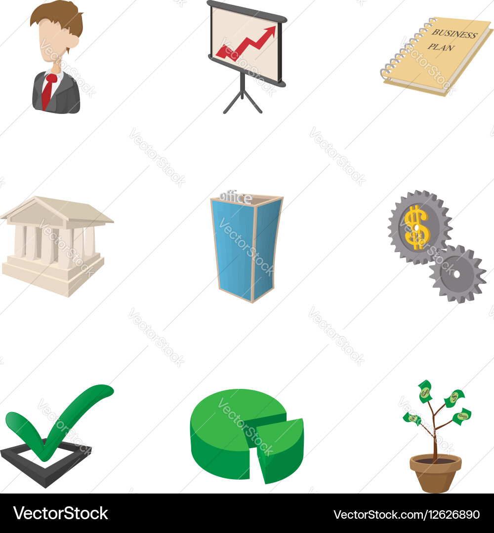 Firm icons set cartoon style Royalty Free Vector Image