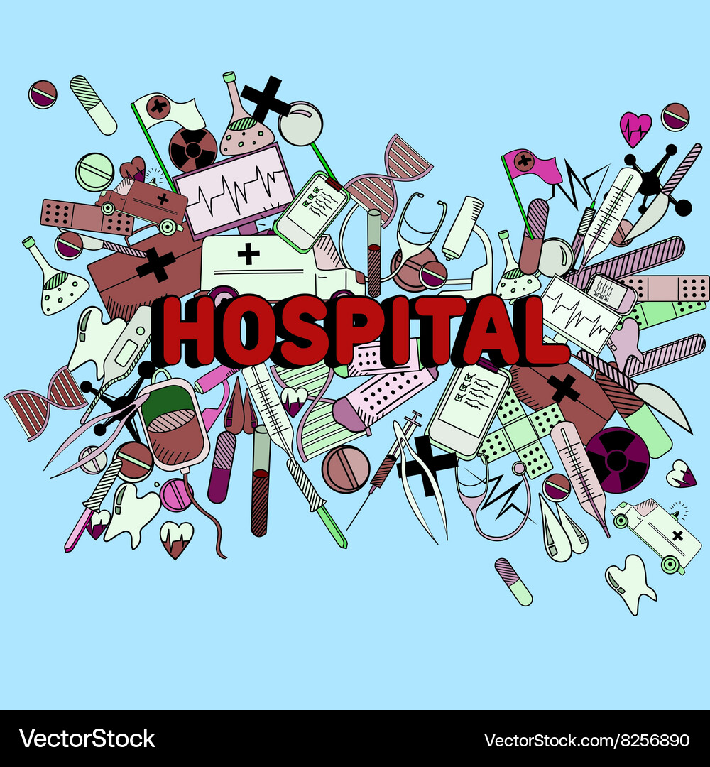 Hospital line art design Royalty Free Vector Image