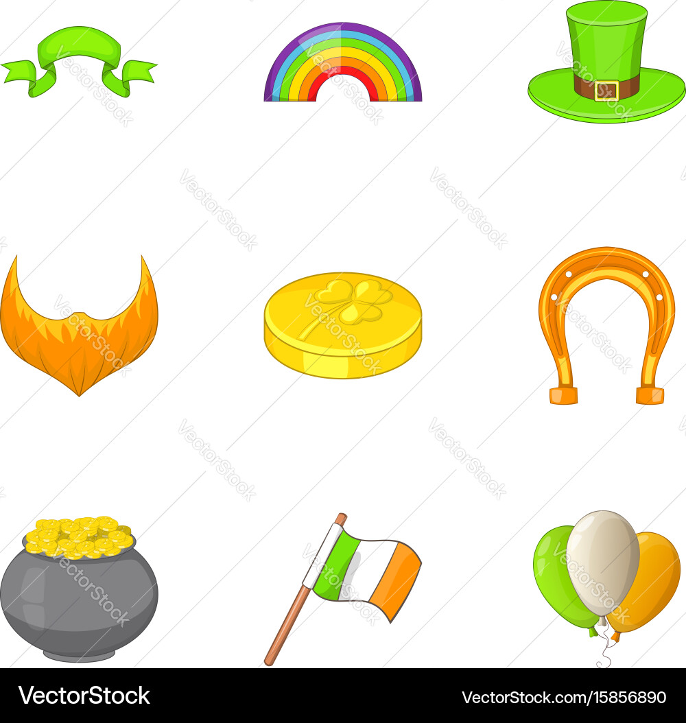 Irish icons set cartoon style Royalty Free Vector Image