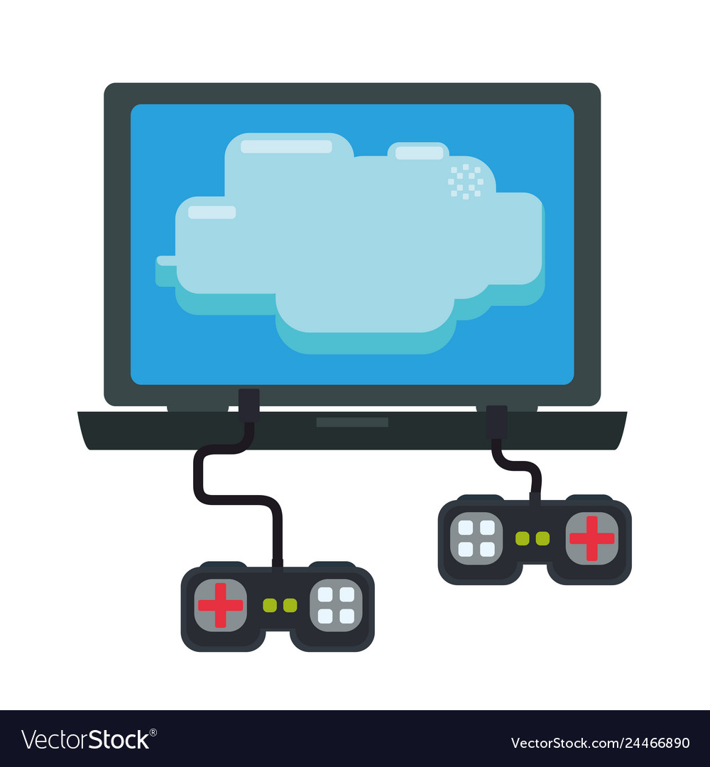 Laptop computer with video game controls Vector Image