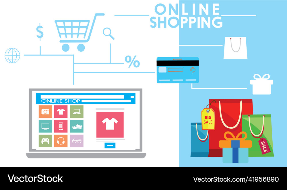 Online shopping background with black card Vector Image