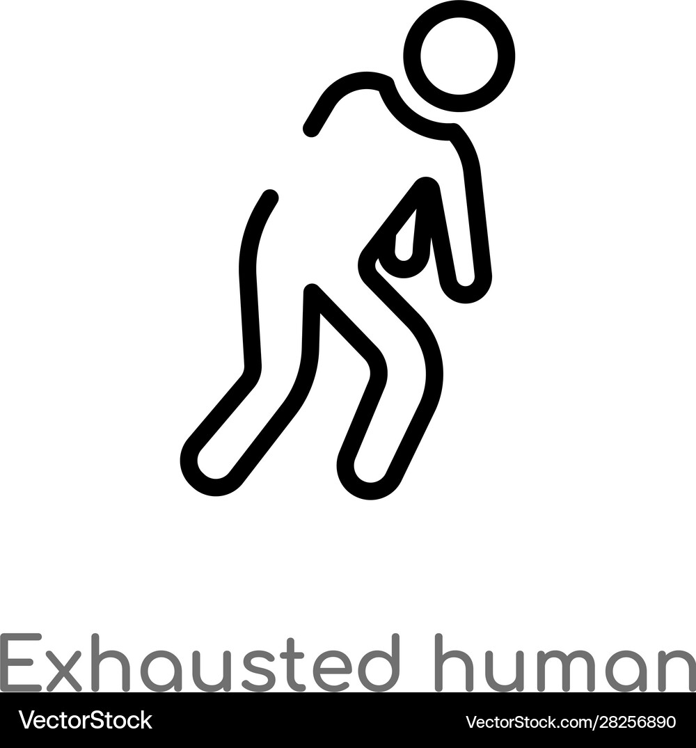 Outline exhausted human icon isolated black Vector Image