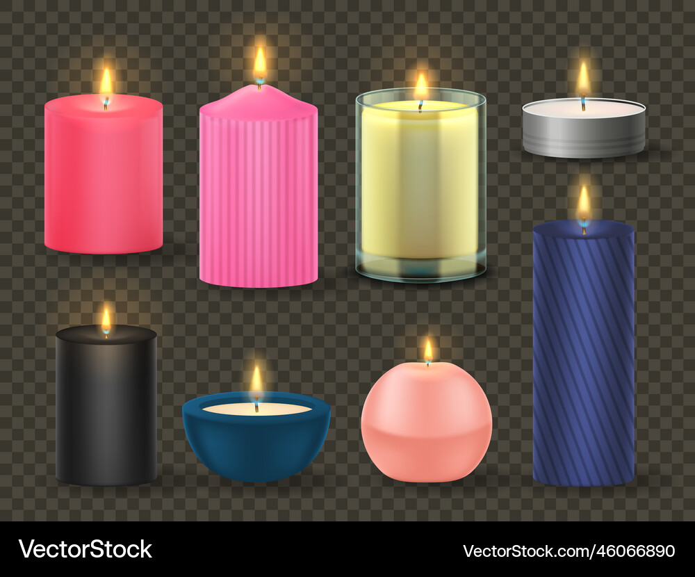 Set of different sized candles isolated Royalty Free Vector