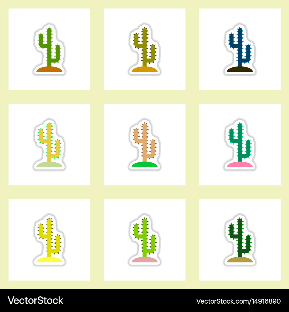Set of labels with shadow flat icon plants Vector Image