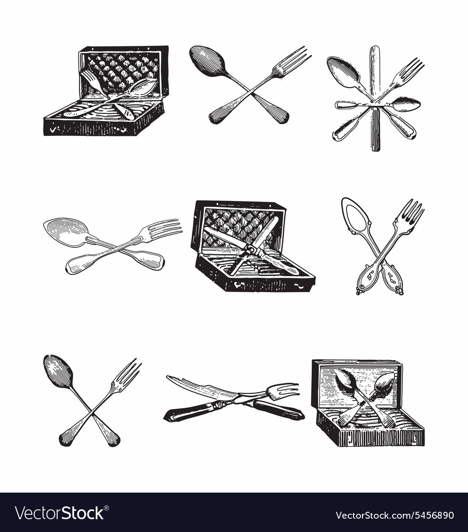 Silverware sets Royalty Free Vector Image - VectorStock