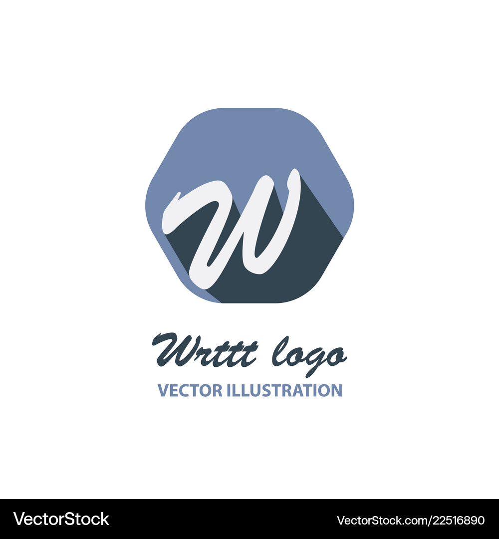 W letter color logo with dot and shadow Royalty Free Vector