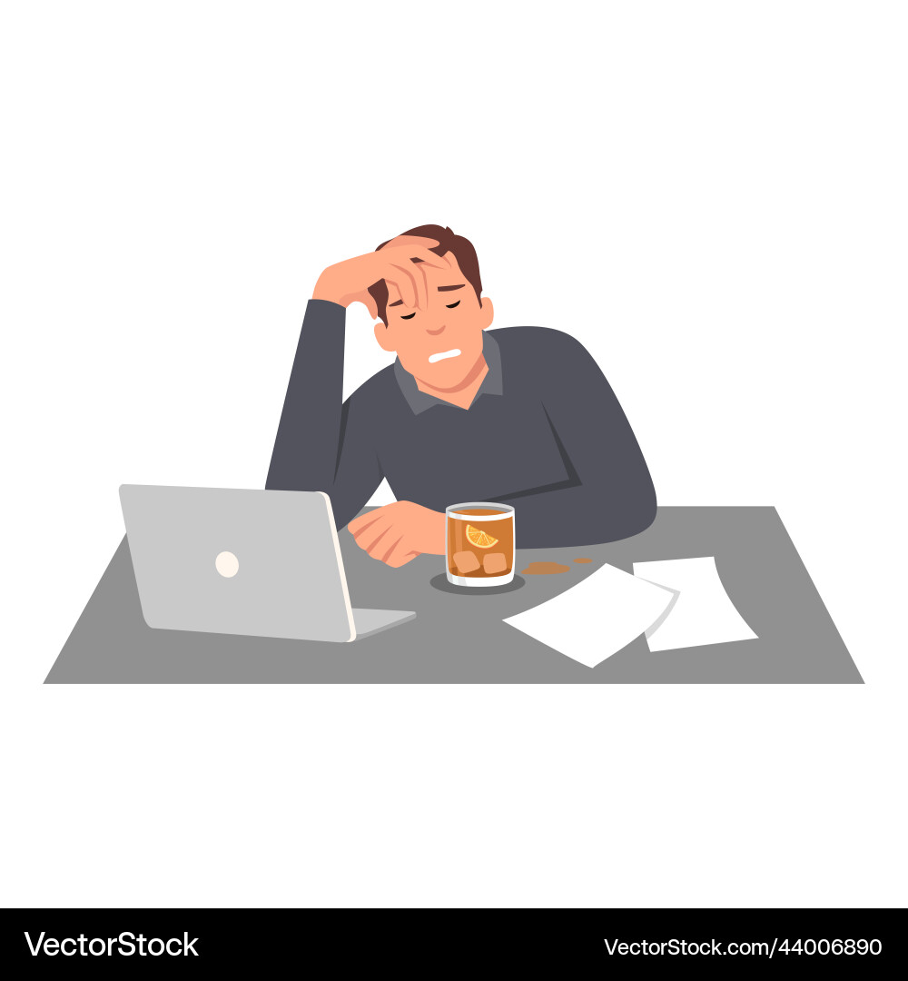 Young man professional burnout syndrome exhausted Vector Image