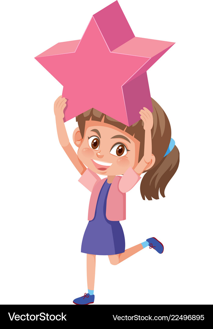 A girl holding a star Royalty Free Vector Image