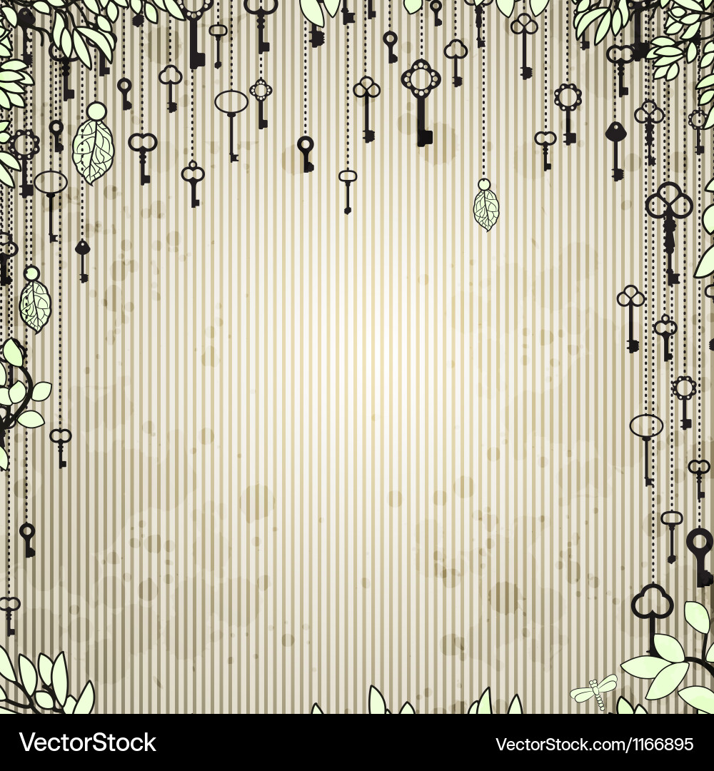 Abstract vintage background with antique keys Vector Image