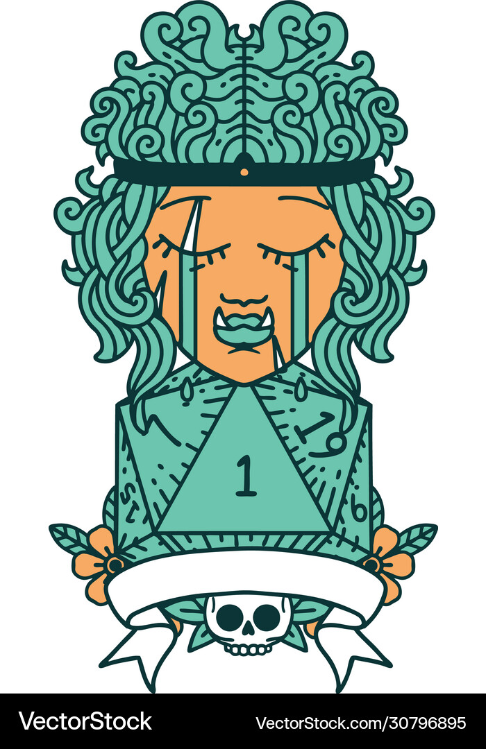 Crying orc barbarian character with natural one Vector Image