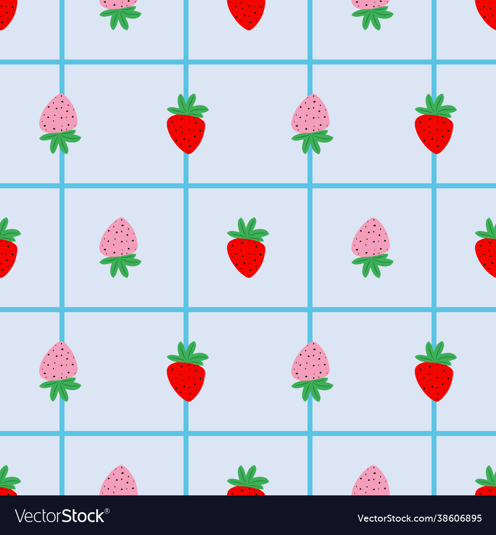 Cute strawberry repeat pattern design Royalty Free Vector