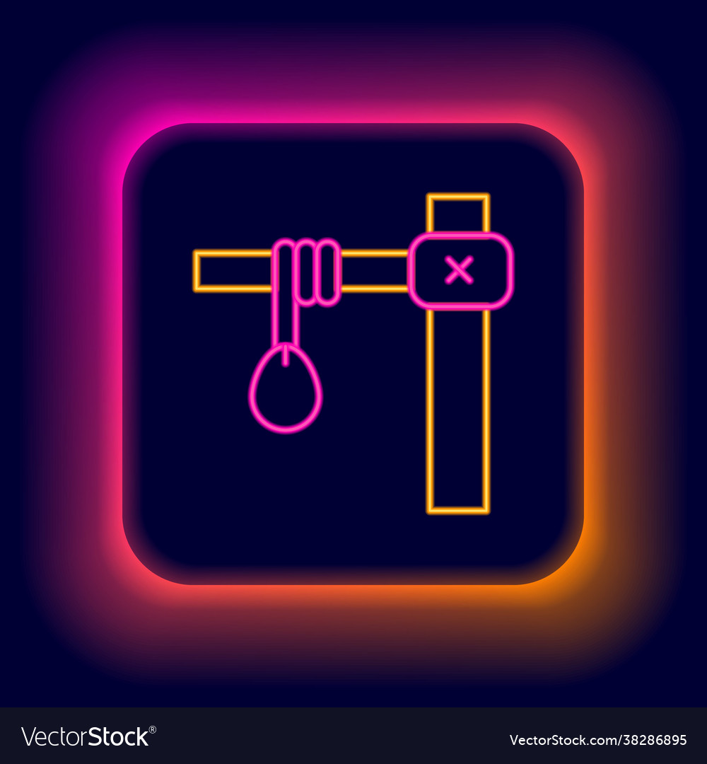 Glowing neon line gallows rope loop hanging icon Vector Image