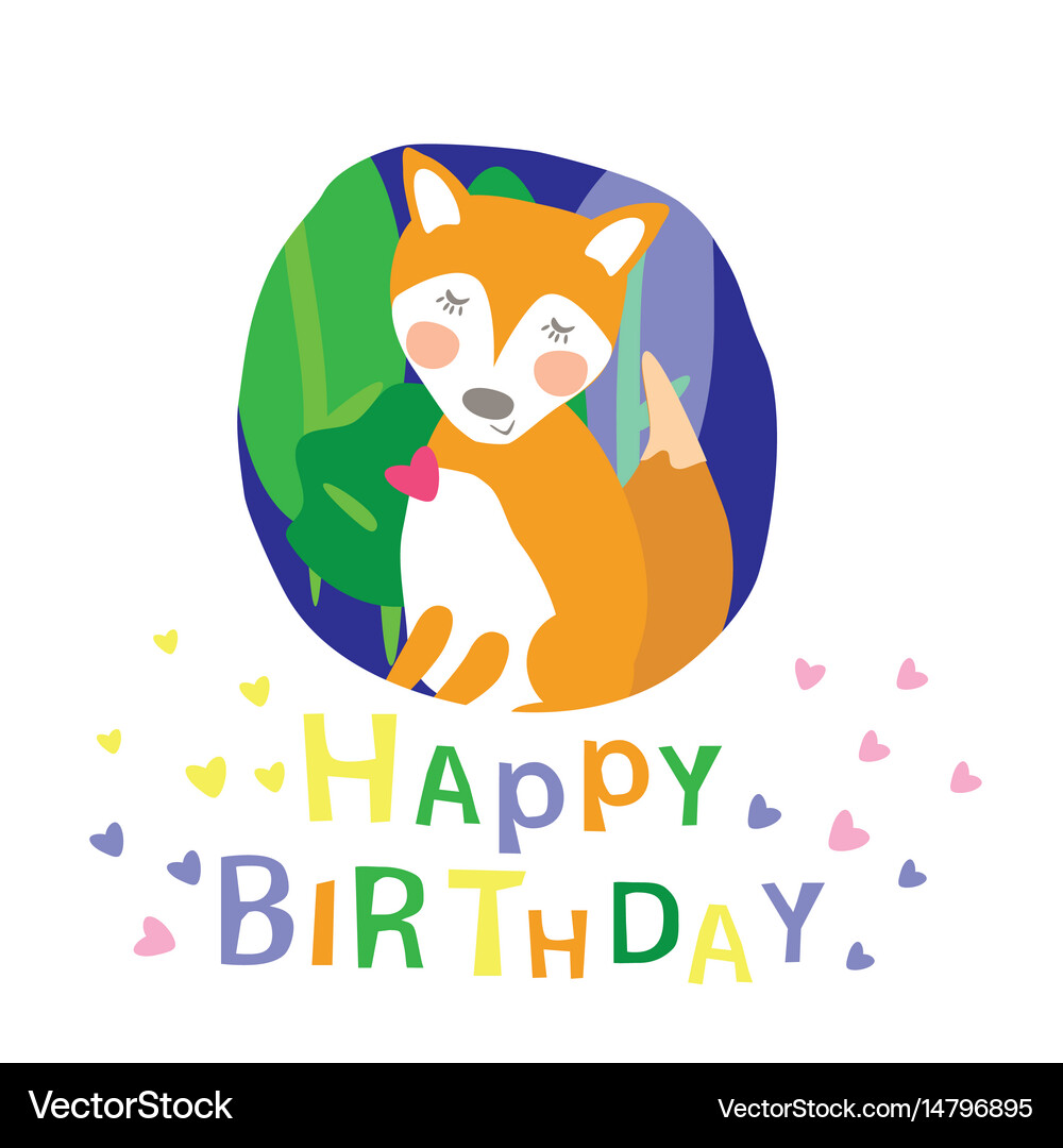 Greeting card fox Royalty Free Vector Image - VectorStock