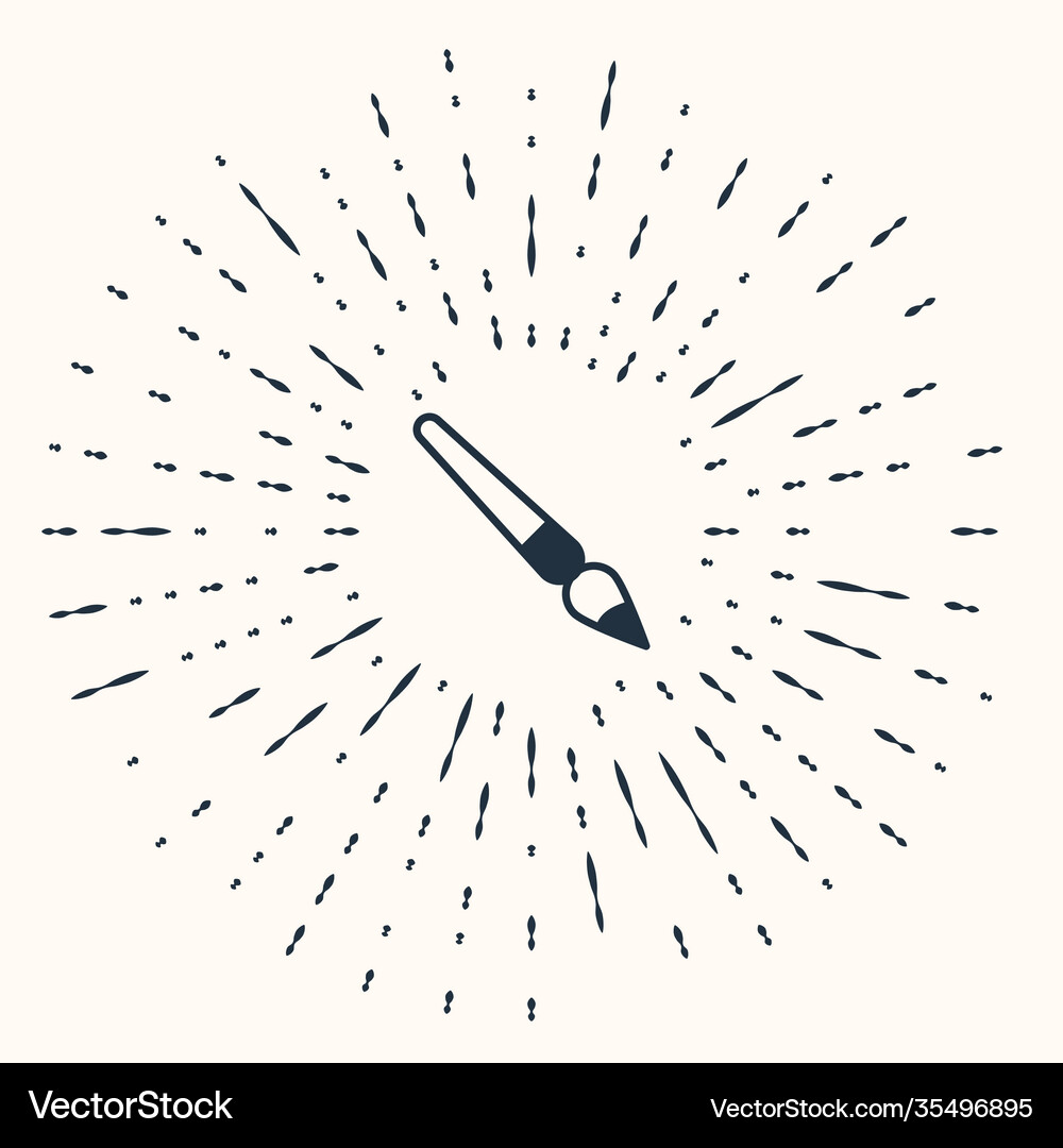 Grey paint brush icon isolated on beige background