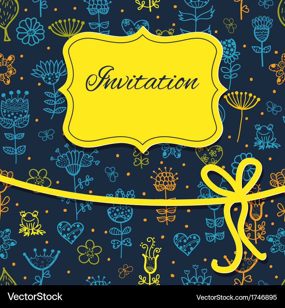 Hand draw floral invitation card Royalty Free Vector Image