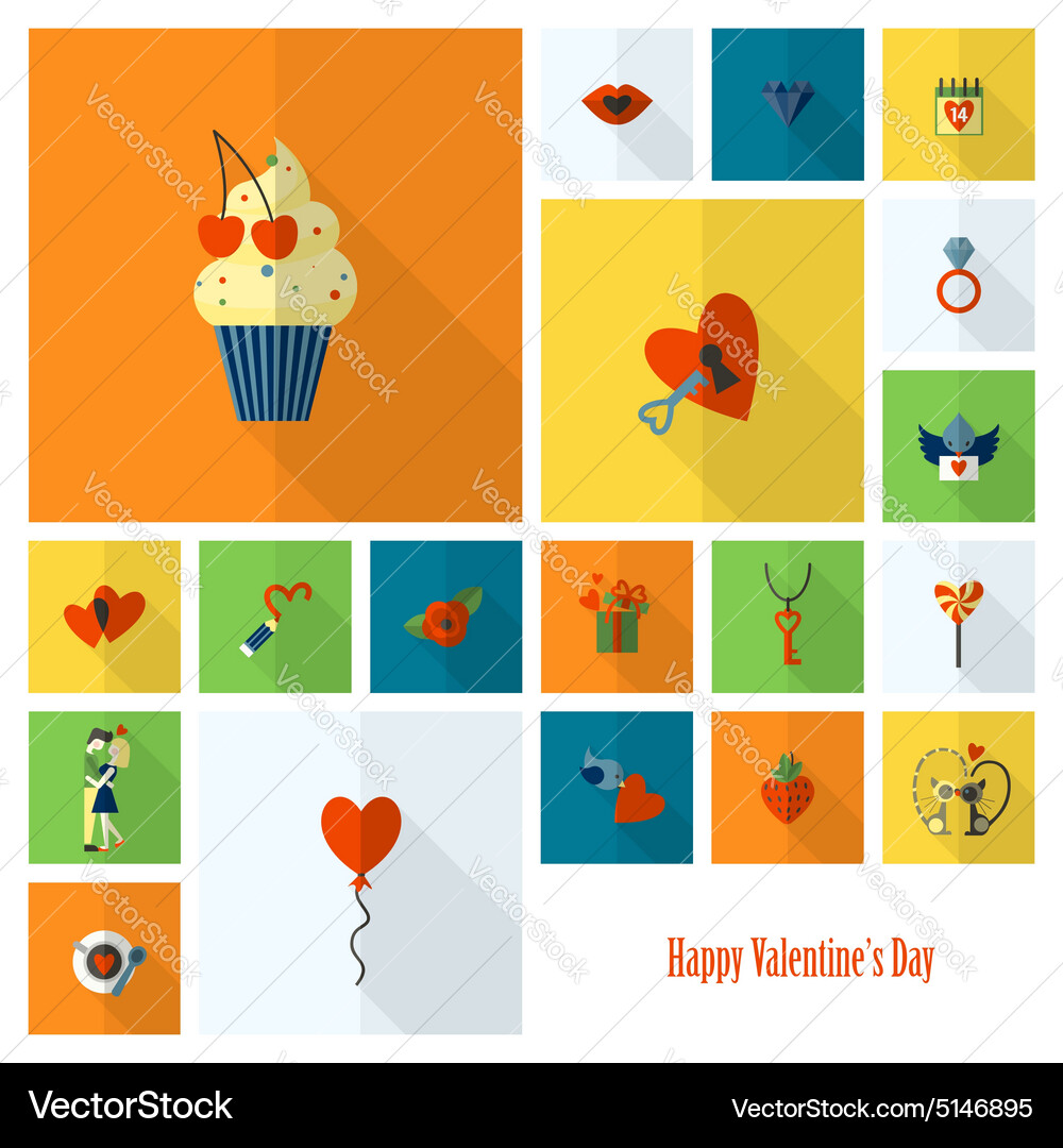 Happy valentines day icons Royalty Free Vector Image