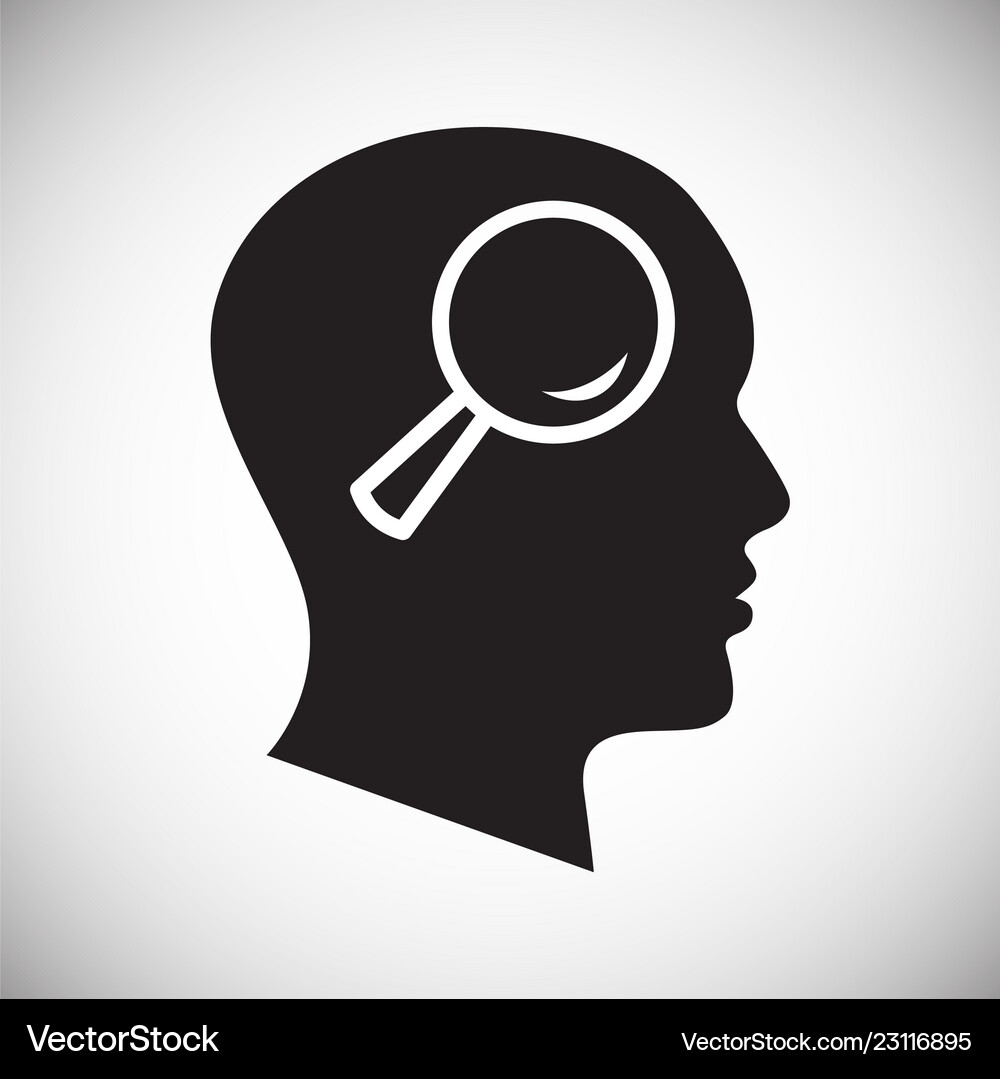 Human head with loupe icon on white background Vector Image