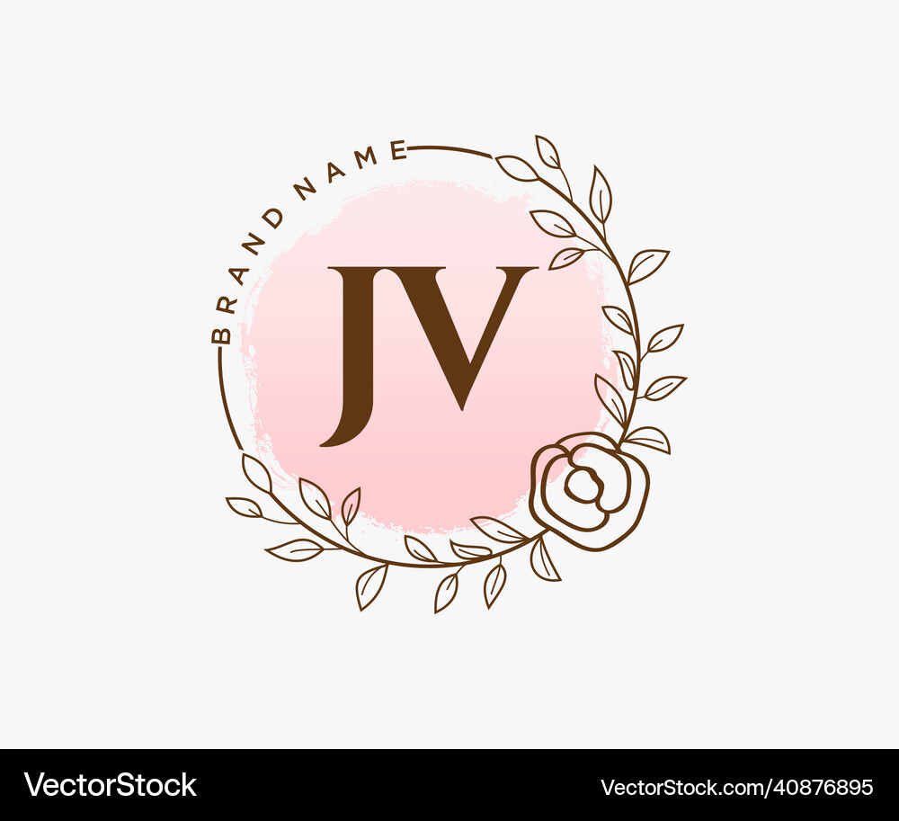 Initial jv feminine logo usable for nature salon Vector Image