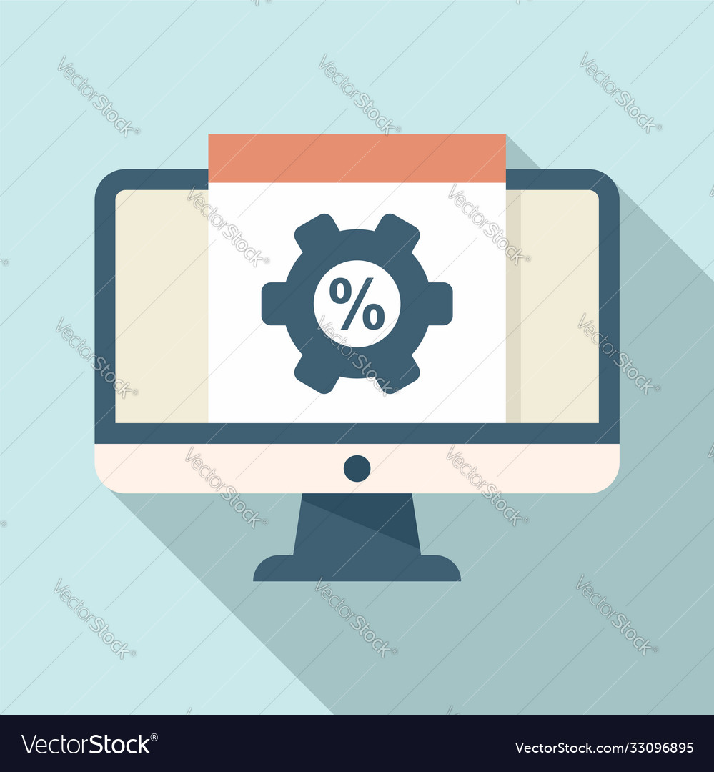 Monitor conversion rate icon flat style Royalty Free Vector