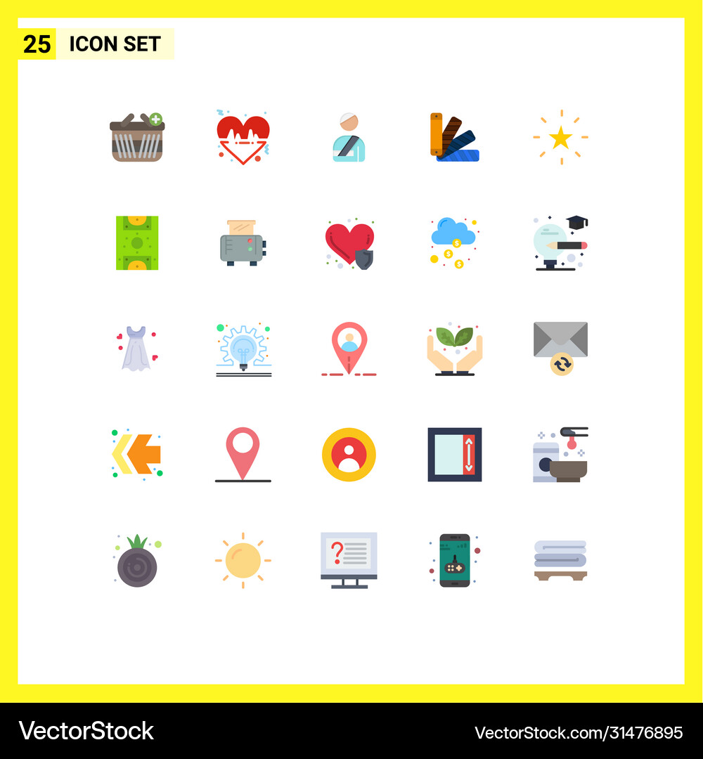 Pictograph set 25 simple flat colors Royalty Free Vector