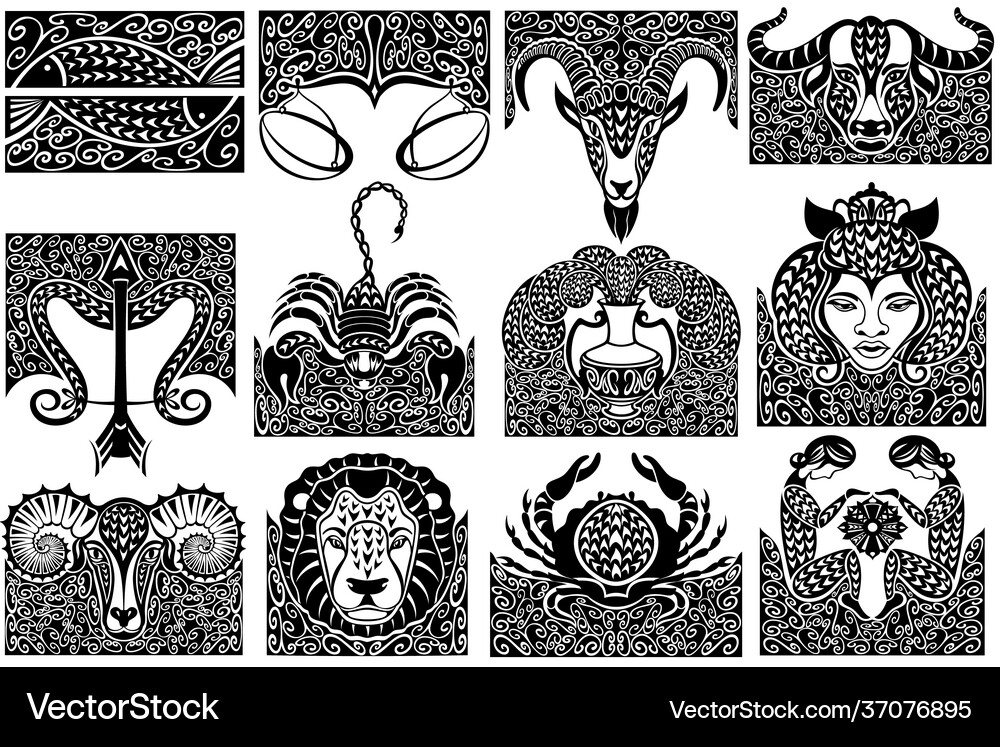 Set zodiac signs icons Royalty Free Vector Image