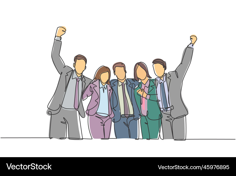 Single continuous line drawing of young happy Vector Image
