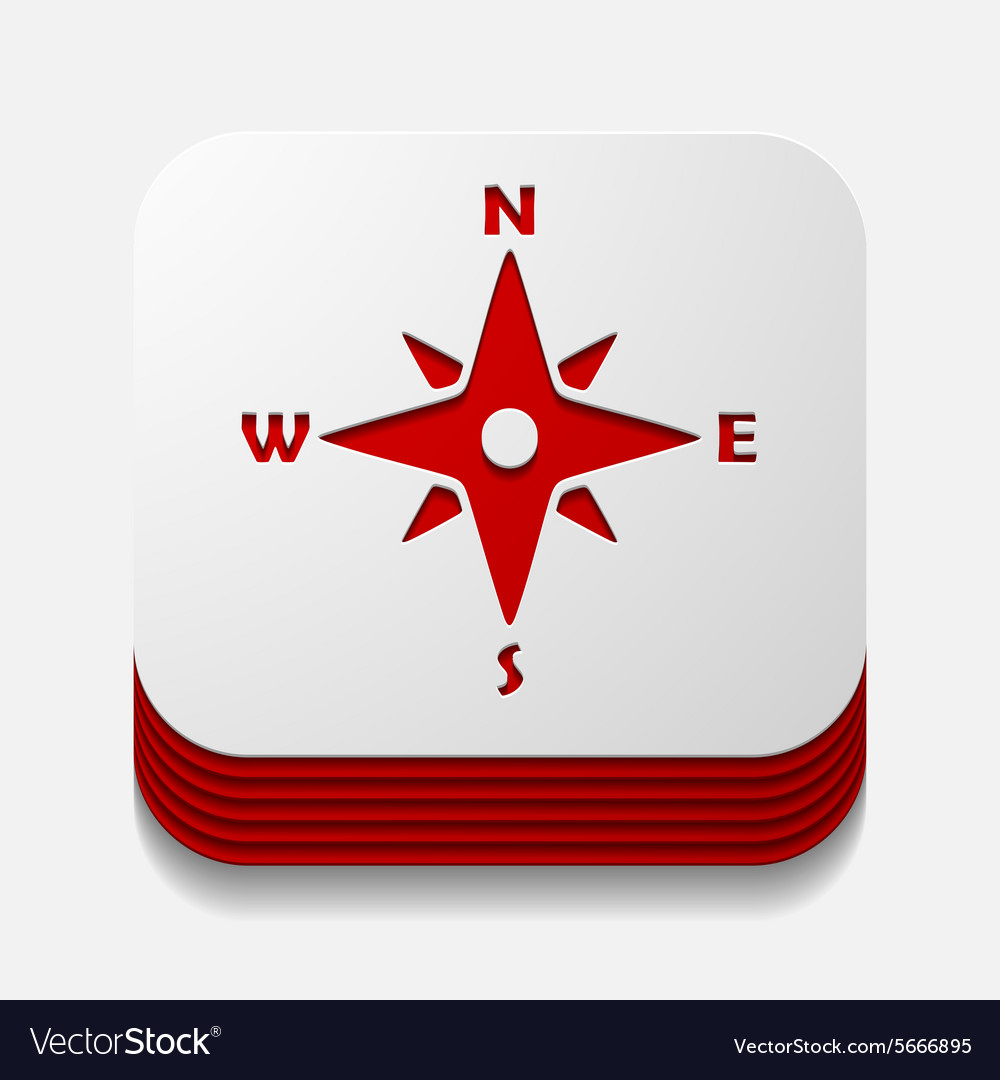 Square button compass Royalty Free Vector Image