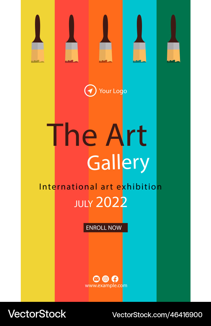 Art gallery portrait template design Royalty Free Vector