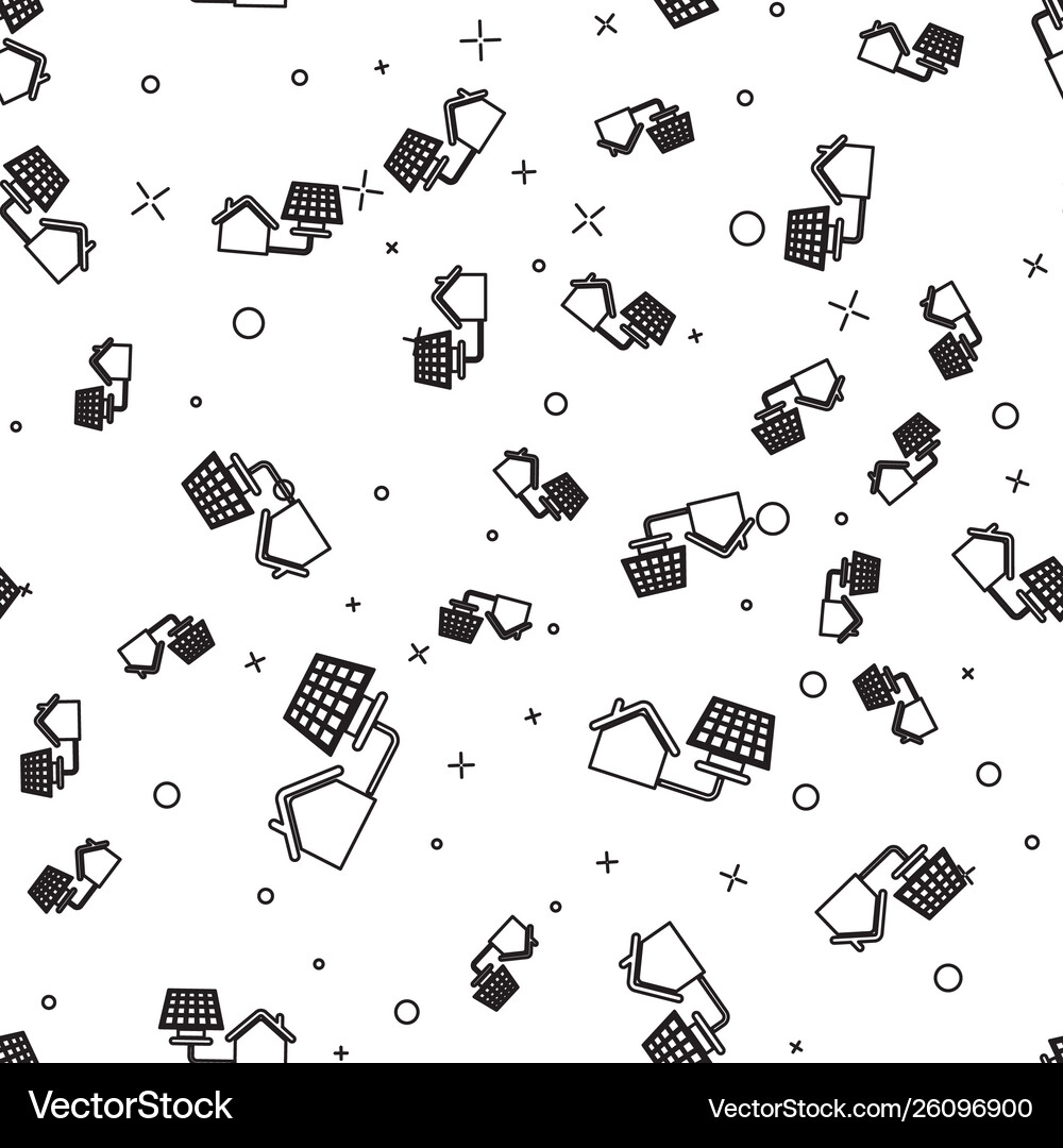 Black house with solar panel line icon isolated Vector Image