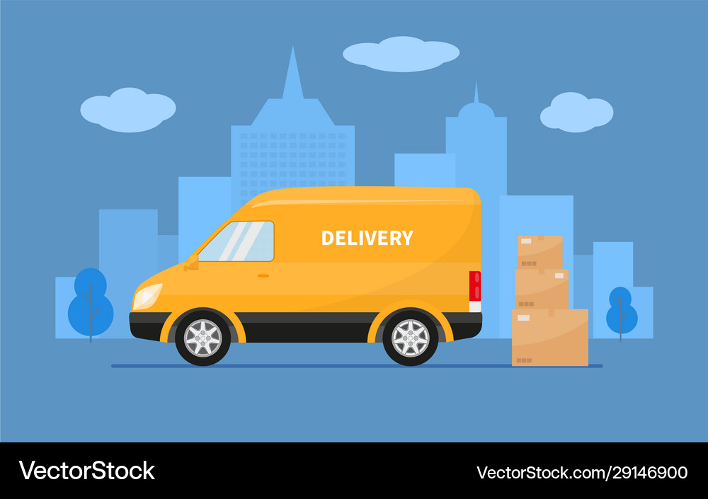 Delivery truck with cardboard boxes Royalty Free Vector