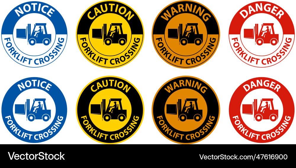 Forklift crossing sign on white background Vector Image