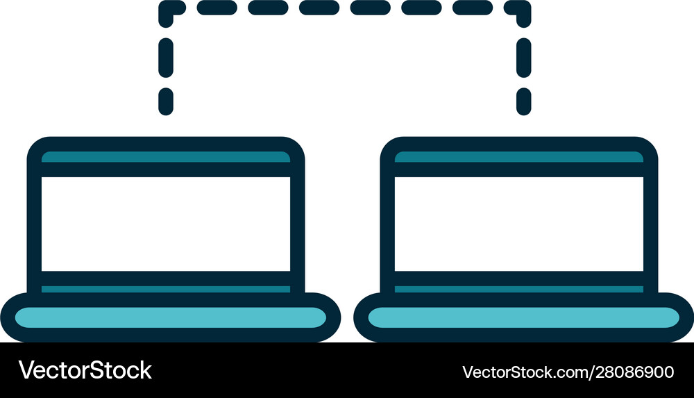 Laptop connection data internet things line Vector Image