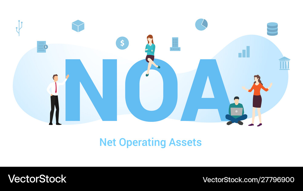 Noa net operating asset concept with big word Vector Image
