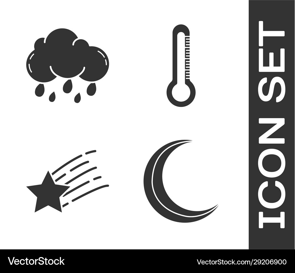 Set moon and stars cloud with rain falling star Vector Image