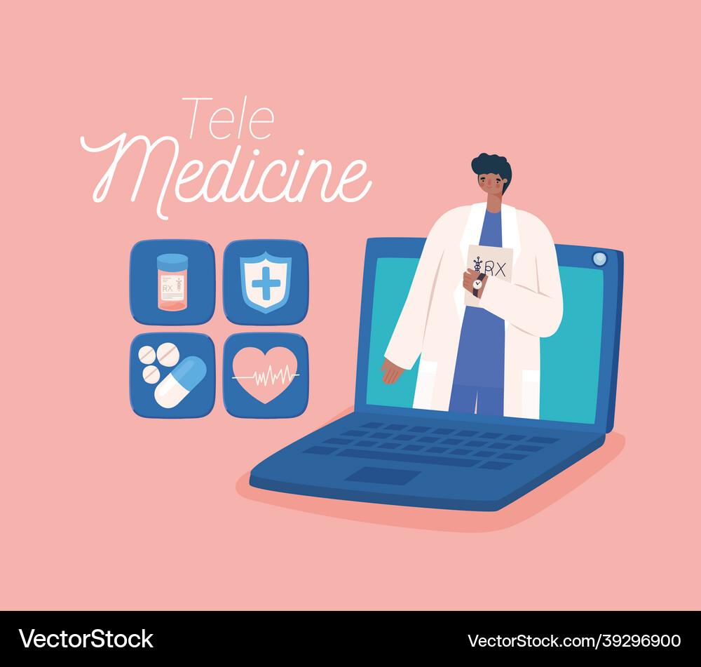 Tele medicine poster Royalty Free Vector Image