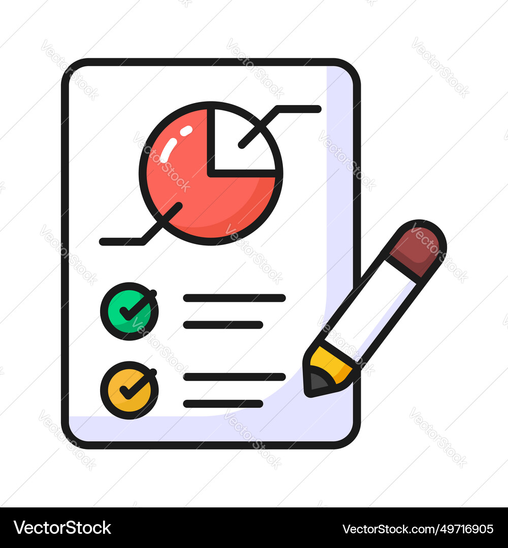 Bar chart on clipboard with pencil showing Vector Image