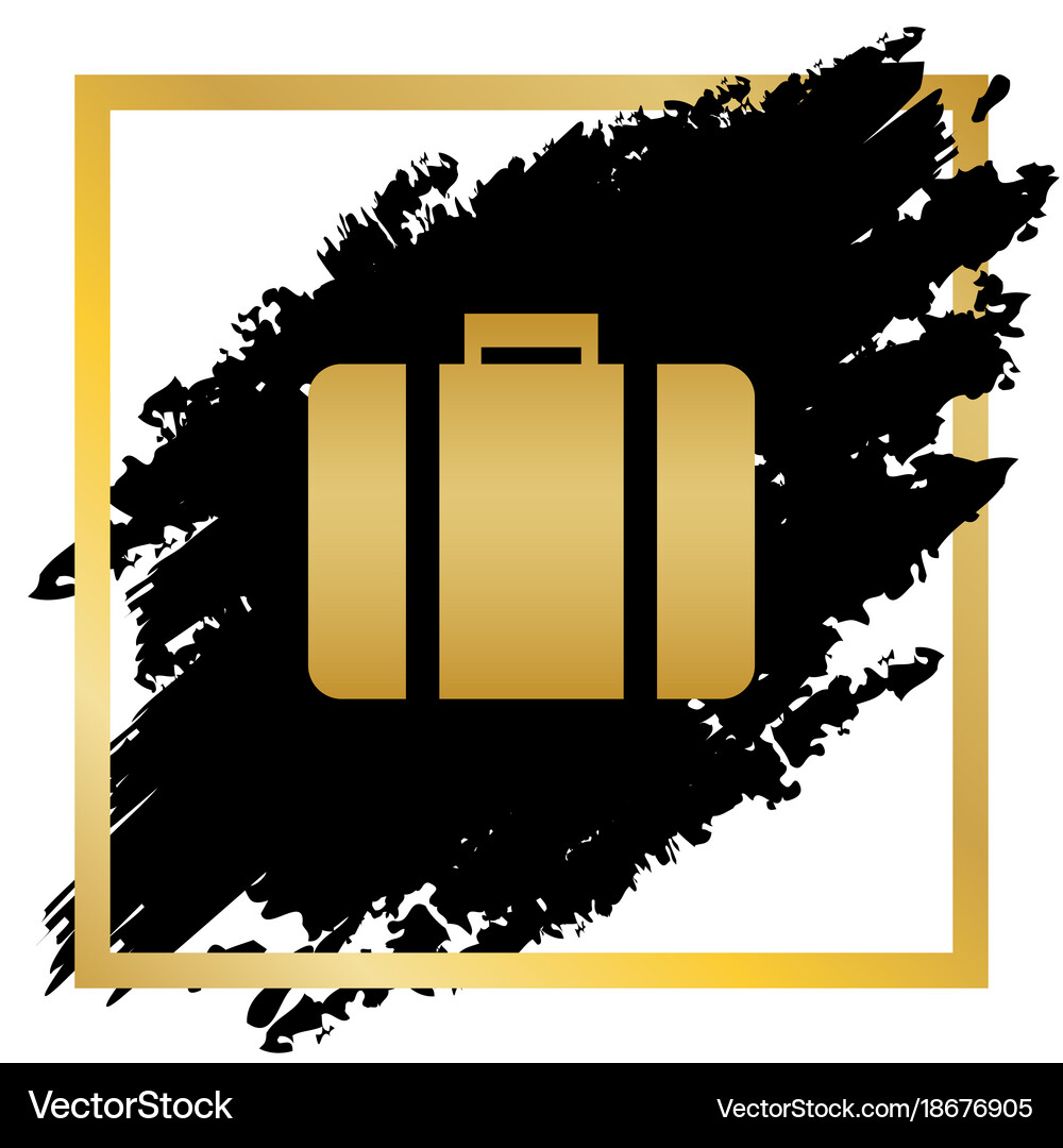 Briefcase sign golden icon Royalty Free Vector Image
