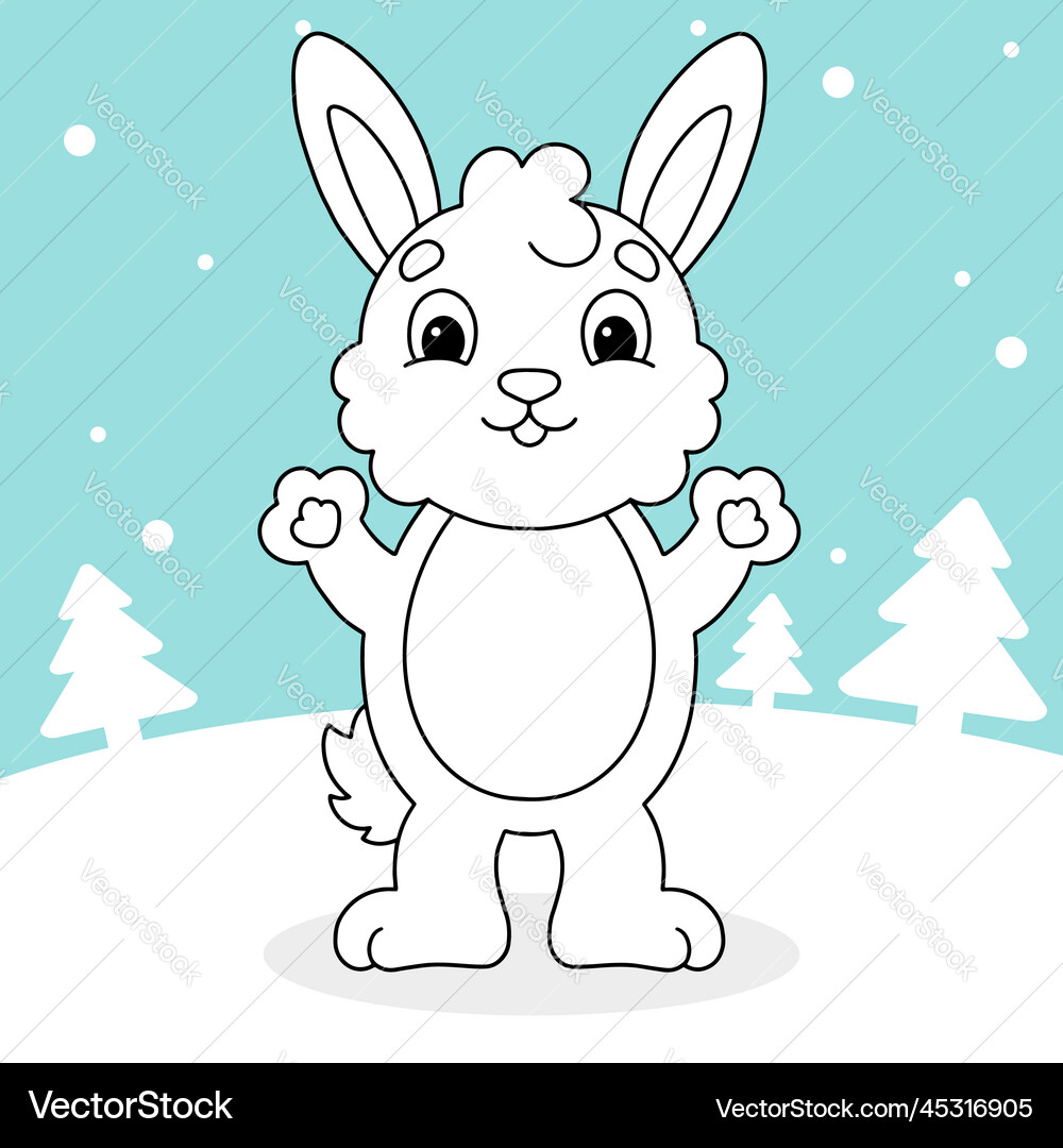 Cartoon character rabbit color background for Vector Image