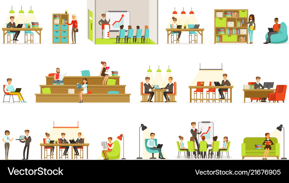 Coworking workplace freelancers sharing space Vector Image