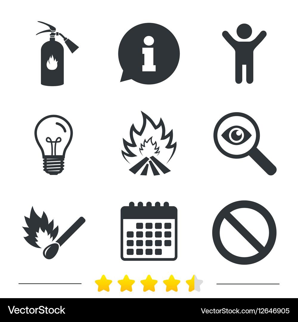 Fire flame icons prohibition stop symbol Vector Image