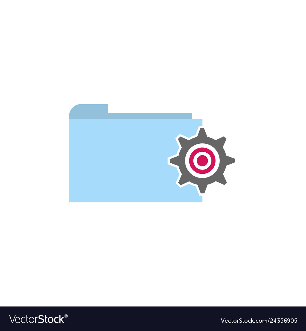 Flat folder setting gear icon Royalty Free Vector Image