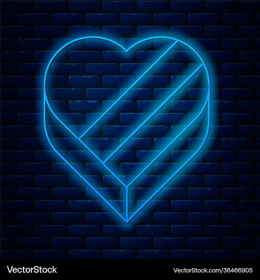 Glowing neon line candy in heart shaped box Vector Image