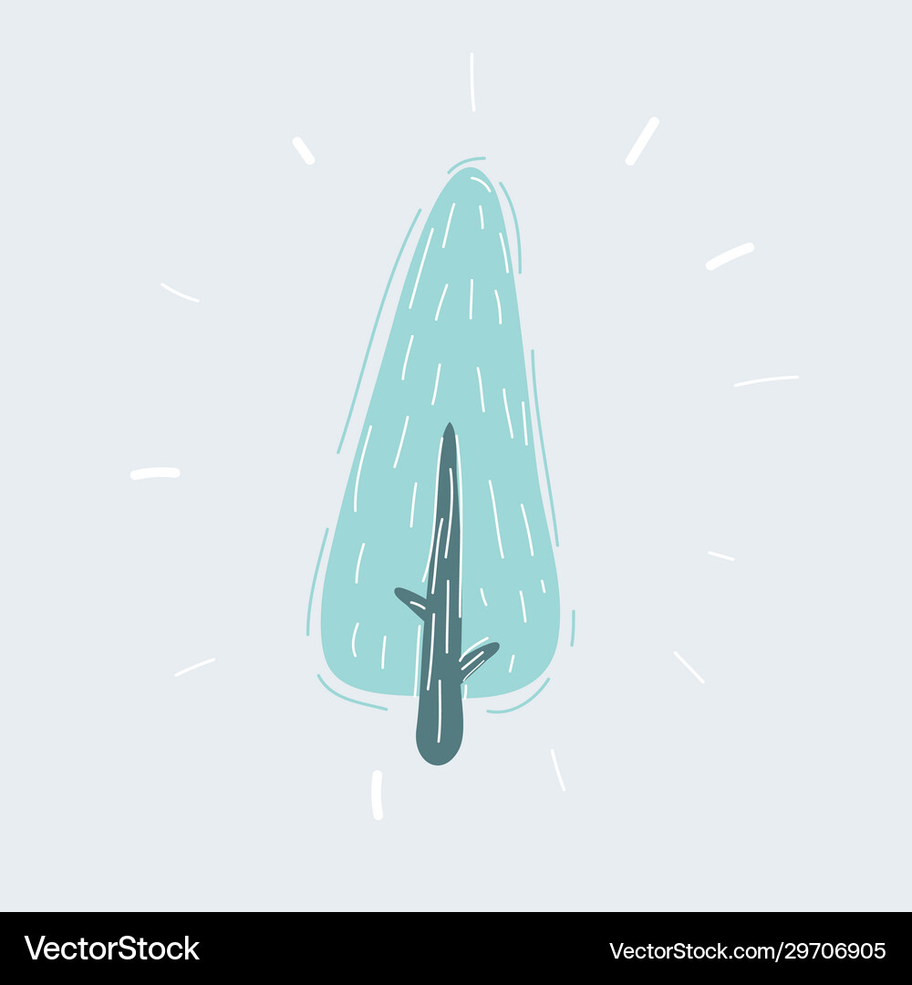 Green fur tree on white background hand drawn Vector Image