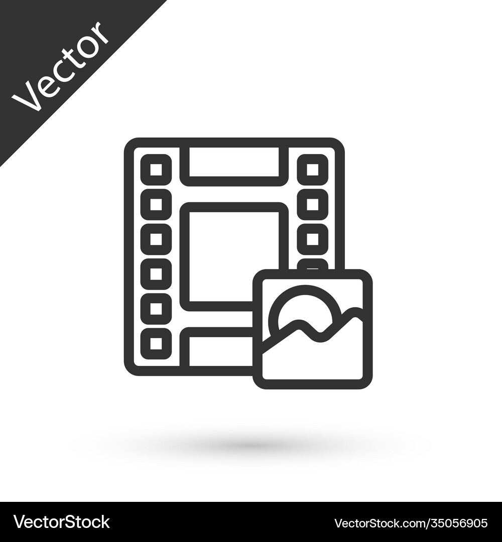 Grey line play video icon isolated on white Vector Image