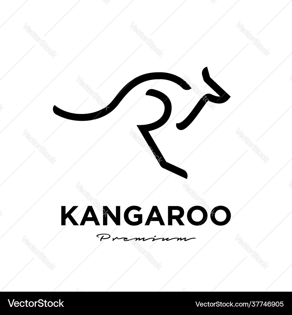 Kangaroo wallaby line logo icon premium Royalty Free Vector