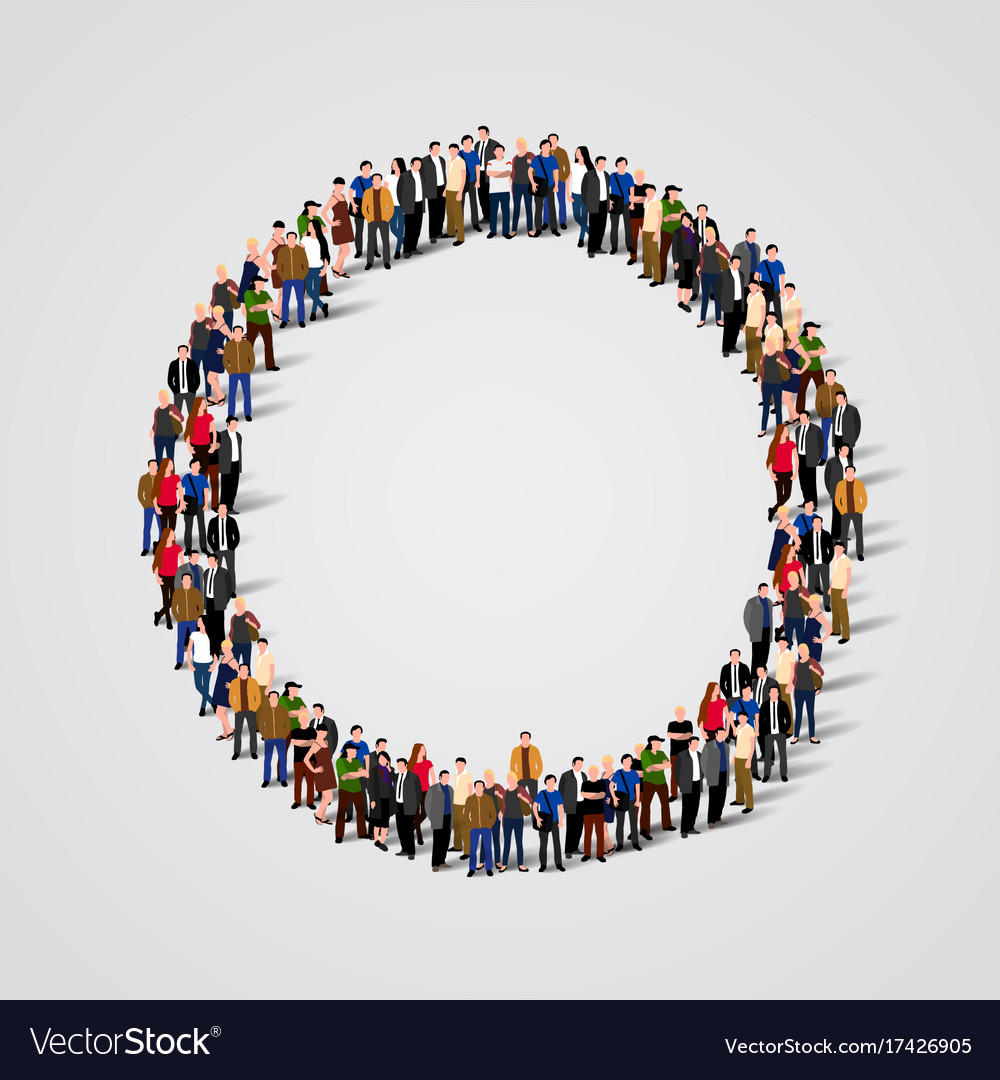 Large Group Of People In The Shape Circle Vector Image